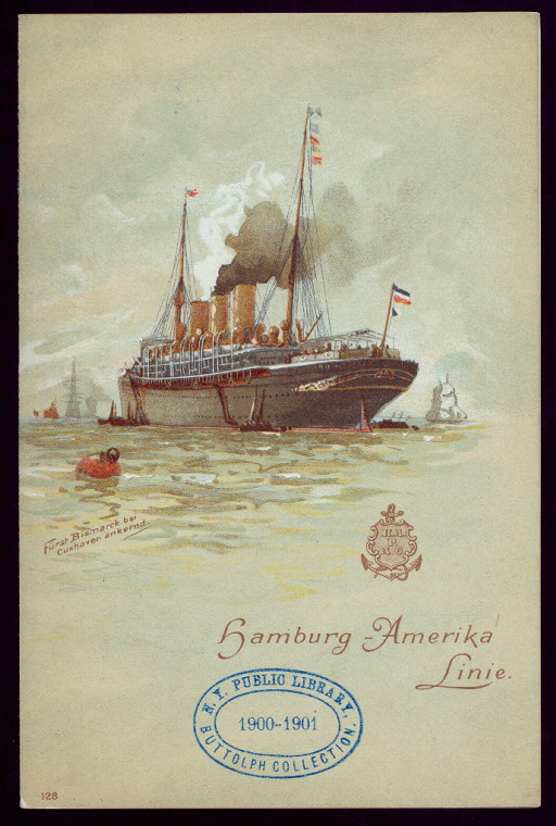 DINNER [held by] HAMBURG-AMERIKA LINIE [at] ENROUTE ABOARD ...