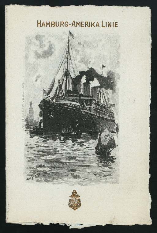DINNER [held by] HAMBURG-AMERIKA LINIE [at] EN ROUTE ABOARD EXPRESS ...