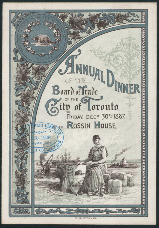 ANNUAL DINNER [held by] BOARD OF TRADE OF THE CITY OF TORONTO [at ...