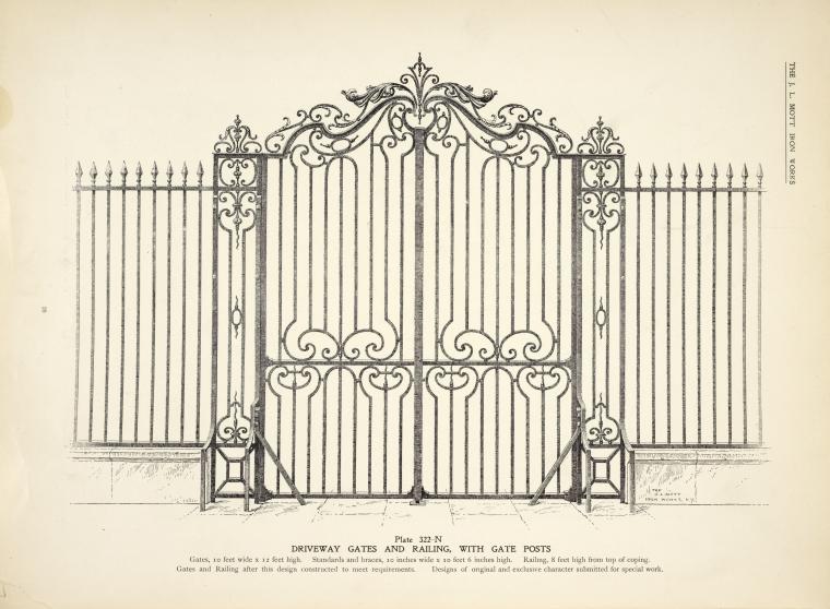 Line Art Driveway Gate Design Double Panels Swing Style Iron/aluminum