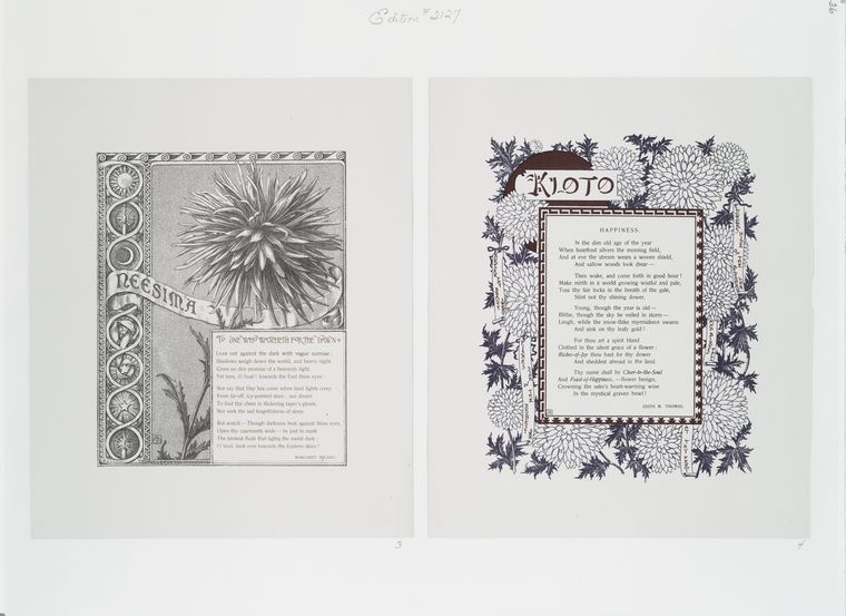 [The golden flower: cards titled 'Kioto' and 'Neesima' with text by ...