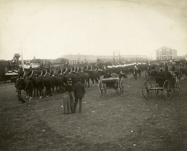 The first through passenger train from Montreal arriving at Calgary ...