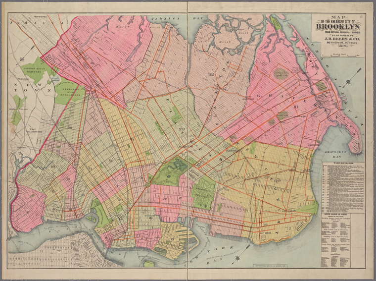 Map of the enlarged city of Brooklyn - NYPL Digital Collections