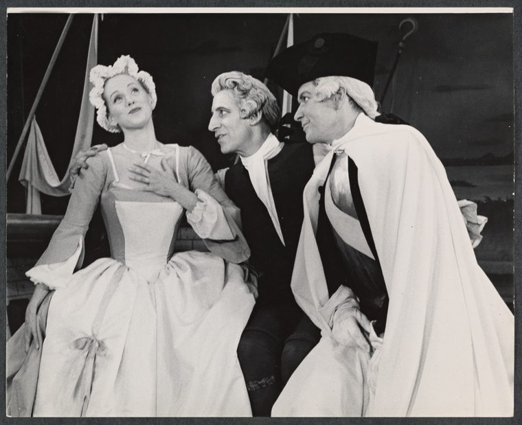 Barbara Cook, Max Adrian and unidentified in the 1956 stage production ...