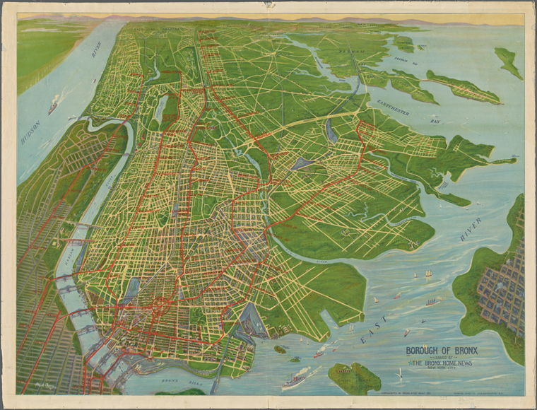 Panorama of the Borough of the Bronx issued by the Bronx Home News ...