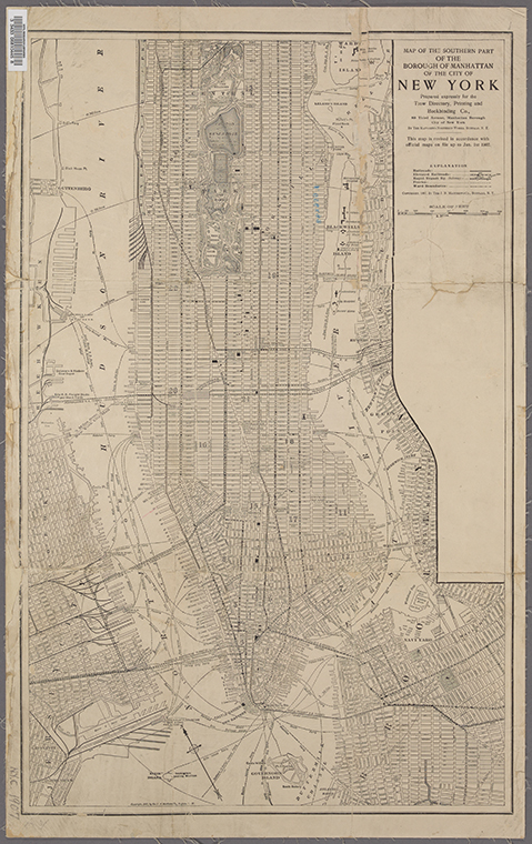 Map of the southern part of the borough of Manhattan of the City of New ...