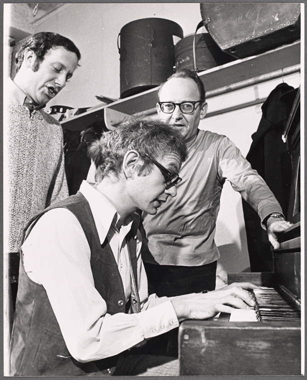 Peter Udell, Gary Geld and unidentified in rehearsal for the stage ...