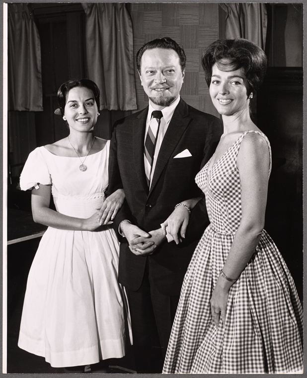 Lee Venora, Alfred Drake and Joan Weldon in rehearsal for the stage ...