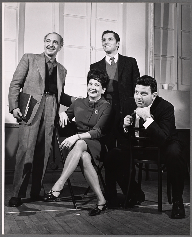 Sam Levene, Brenda Lewis, Tommy Rall and Theodore Bikel in rehearsal ...