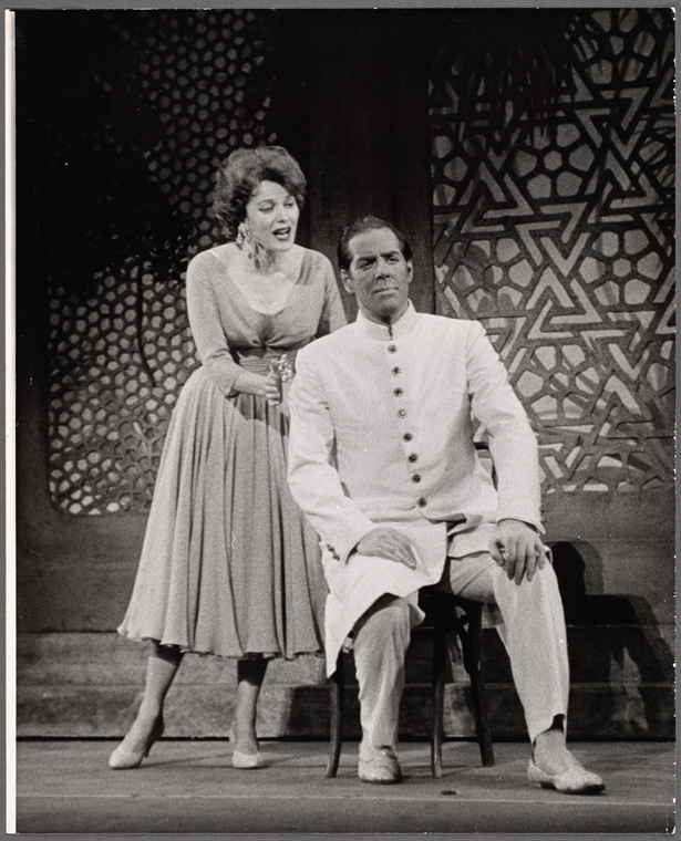 Maureen O'Hara and Morley Meredith in the stage production Christine ...