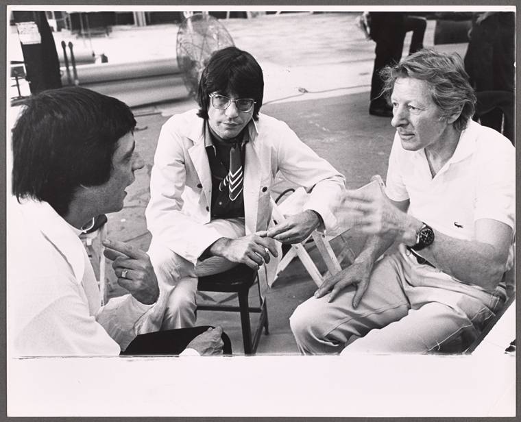 Joe Layton, Martin Charnin and Danny Kaye in rehearsal for the stage ...
