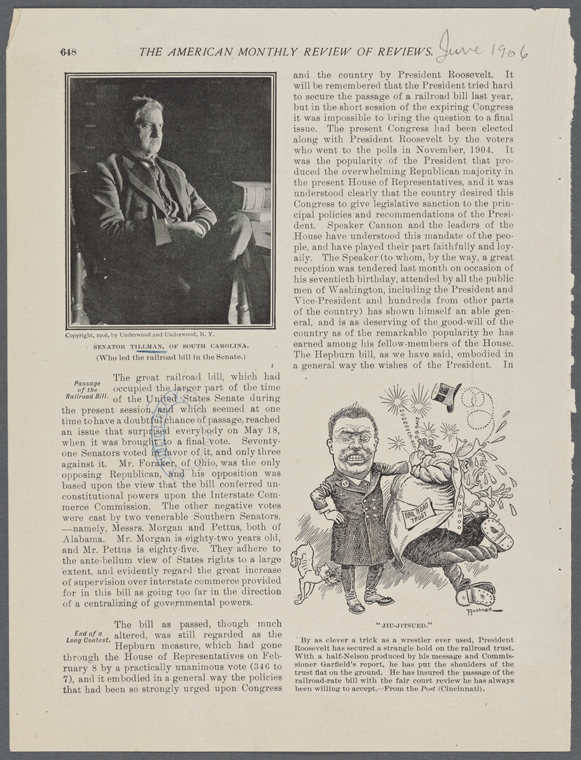 Senator Tillman, of South Carolina. (Who led the railroad bill in the ...