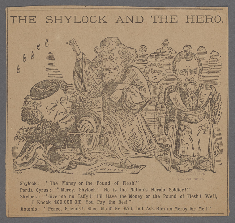 The Shylock and the hero. Shylock: "The money or the pound of flesh ...