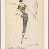 Shantung sheath dress with fitted midriff and contrast trim at neckline ...