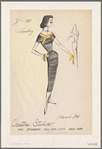 Shantung sheath dress with fitted midriff and contrast trim at neckline ...