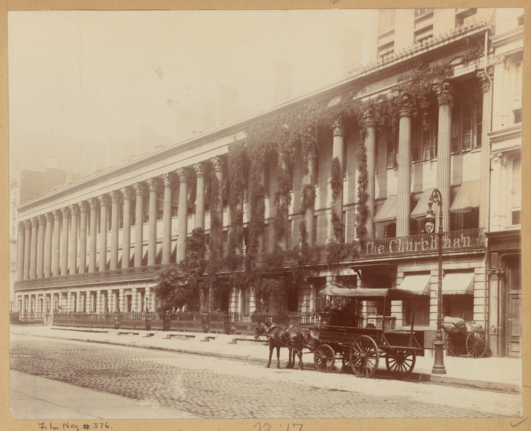 Colonade Row; The Churchman offices; Adams Express Company wagon ...