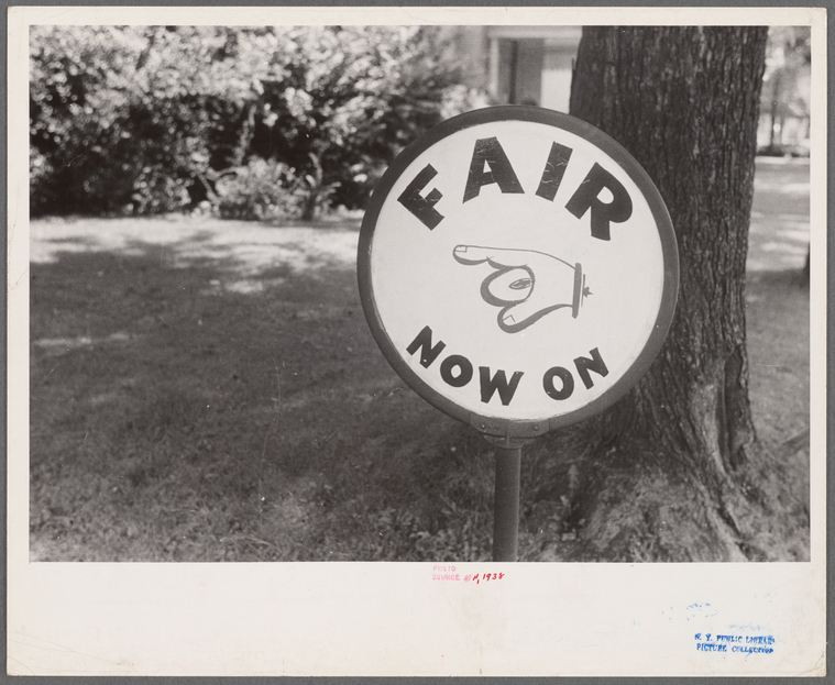 Sign advertising county fair, central Ohio - NYPL Digital Collections