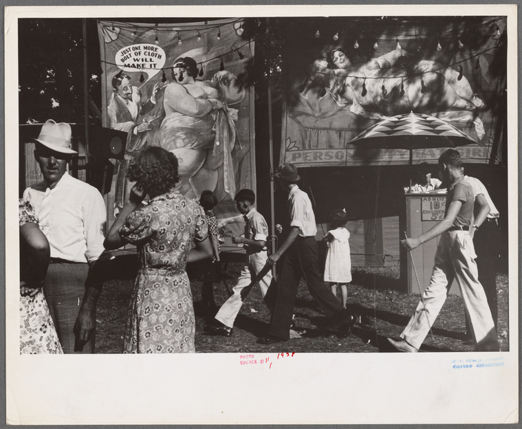 Sideshow, county fair, central Ohio - NYPL Digital Collections