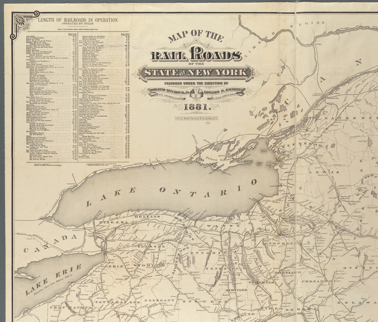Map of the rail roads of the State of New York - NYPL Digital Collections