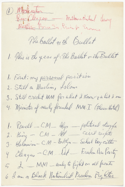 "The Ballot or the Bullet" (Notes) - NYPL Digital Collections