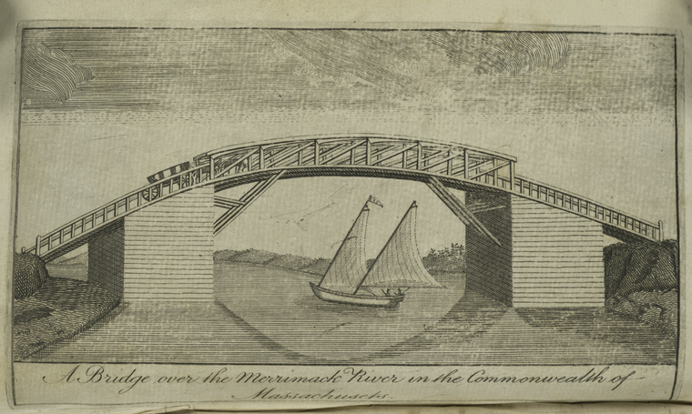 A bridge over the Merrimack River in the Commonwealth of Massachusetts ...
