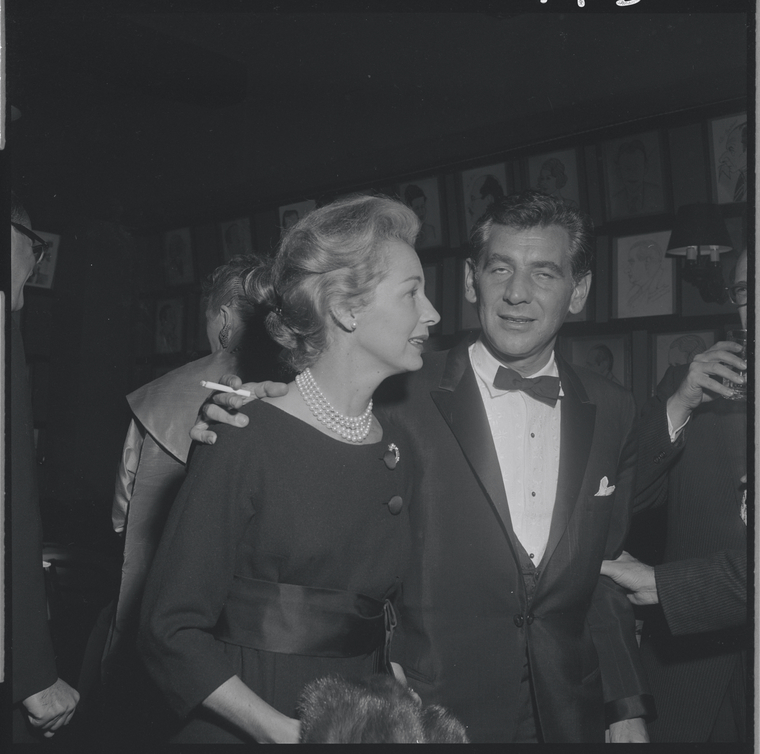 Felicia Montealegre and Leonard Bernstein at the opening night party at ...