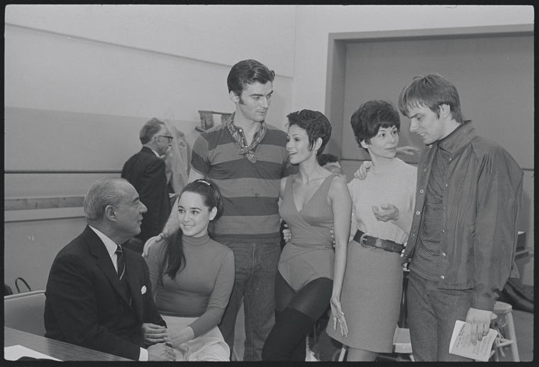 Richard Rodgers and actors during rehearsal for the stage production ...