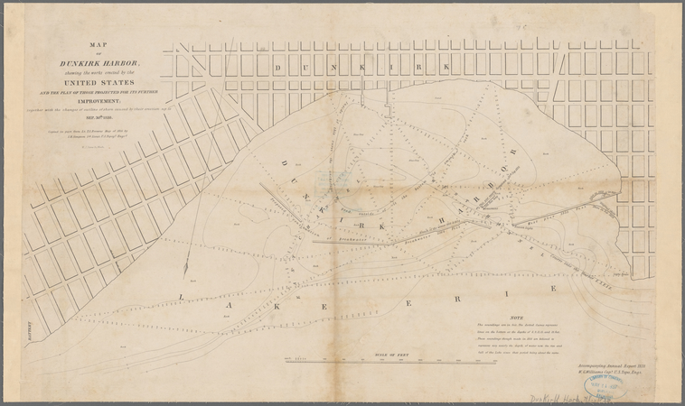 Map of Dunkirk Harbor, showing the works erected by the United States ...