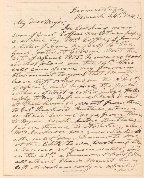 Andrew Jackson to William B. Lewis - NYPL Digital Collections