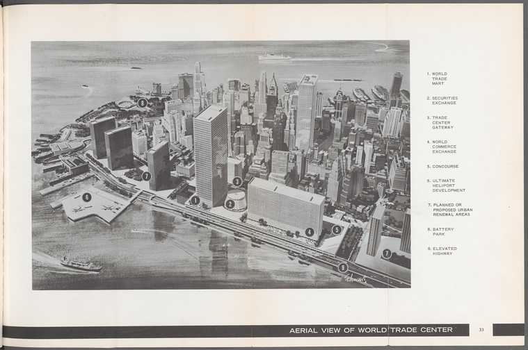 Aerial view of World Trade Center - NYPL Digital Collections