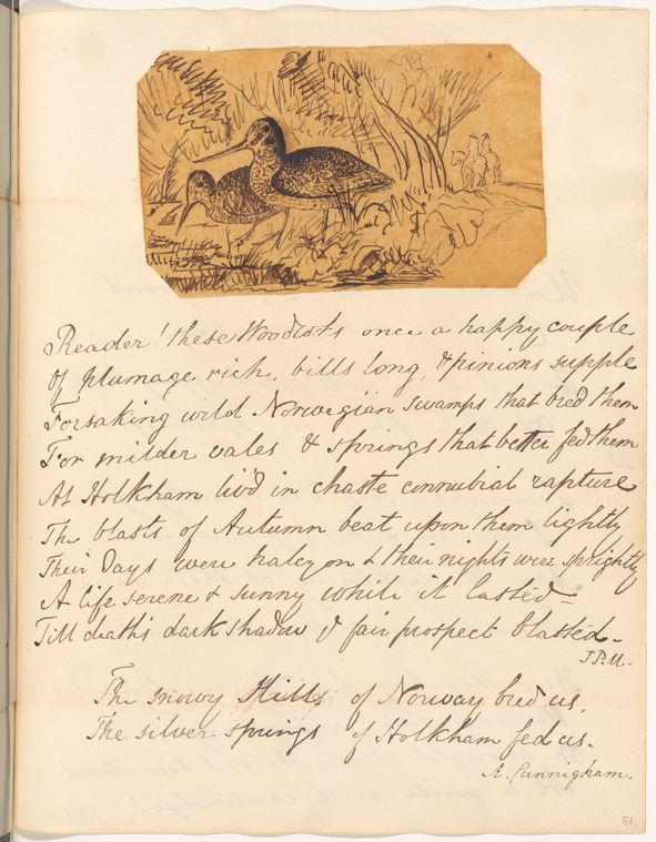 Six-page manuscript poem illustrated by four mounted ink drawings ...