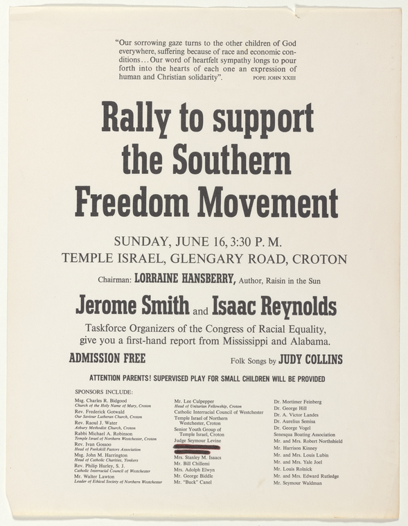 Poster and program for Rally to Support the Southern Freedom Movement ...