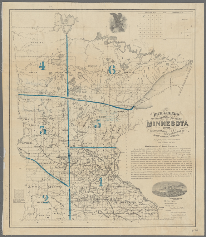 Rice & Reed's township map of the state of Minnesota, 1870 - NYPL ...