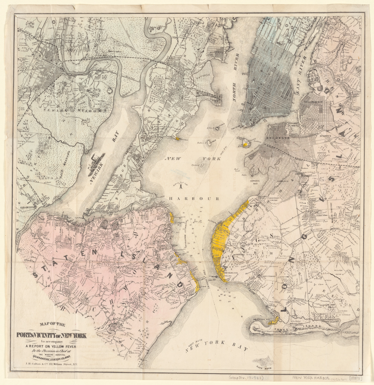 Map of the port & vicinity of New York - NYPL Digital Collections