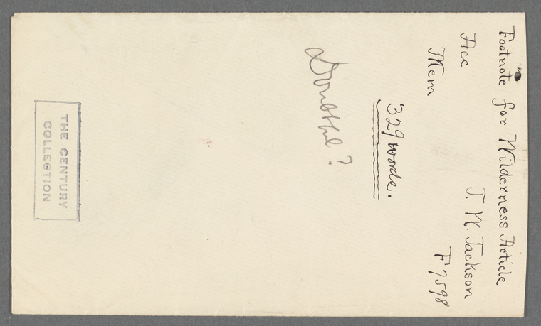 Jackson, John W. - Footnote for the Wilderness Article - NYPL Digital ...