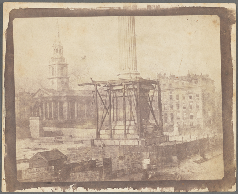 Trafalgar Square, London, during the erection of the Nelson Column ...
