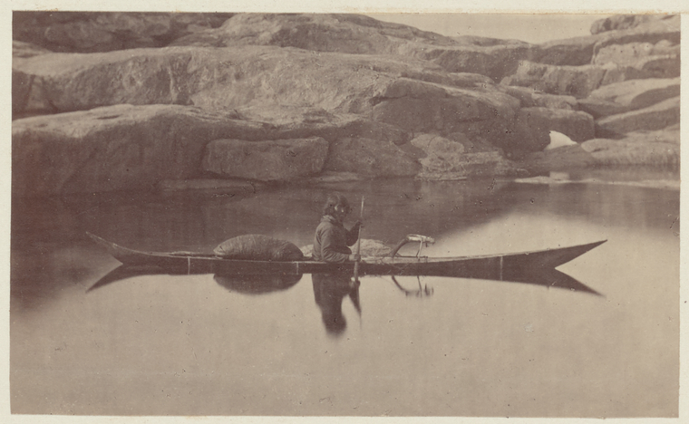 Esquimaux in his kayak or skin boat - NYPL Digital Collections