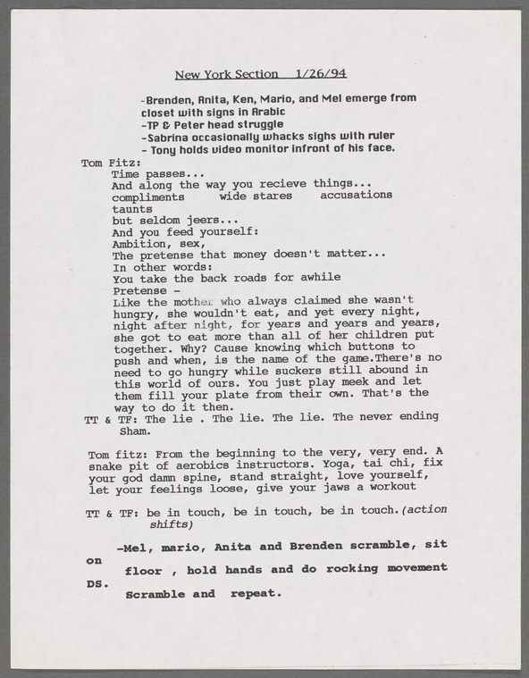 Script excerpt headed "New York Section" - NYPL Digital Collections