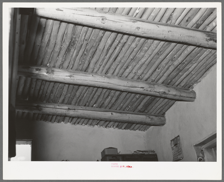 Vigas in Spanish-American home. This is regular ceiling construction on ...