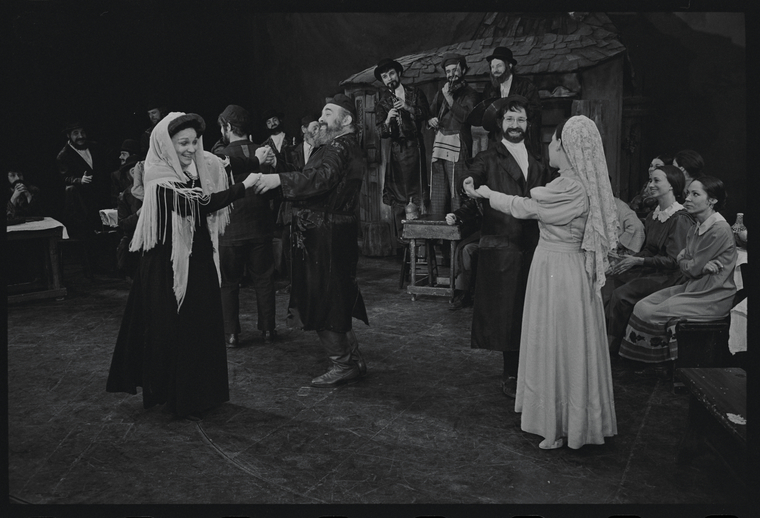 Paul Lipson, Peg Murray and ensemble in the stage production Fiddler on ...