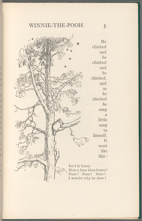 Pooh climbing tree - NYPL Digital Collections