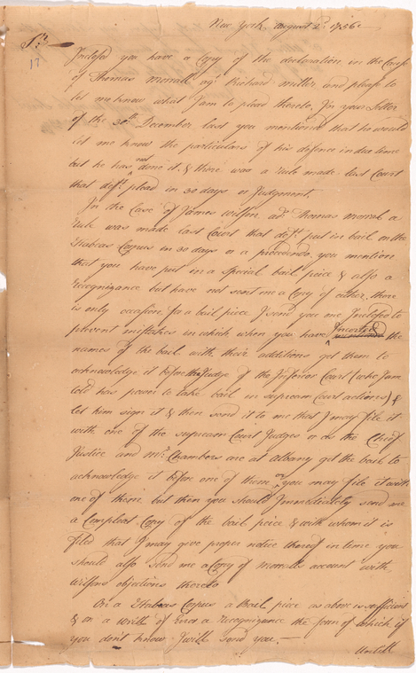 Murray, Joseph, addressed to William Corry Esquire, Attorney at Law in ...