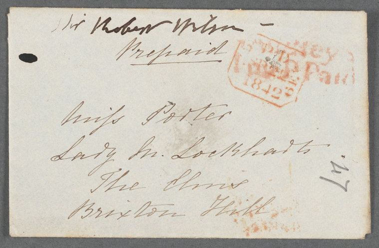 Sir Robert Wilson to Jane Porter, autograph letter signed - NYPL ...