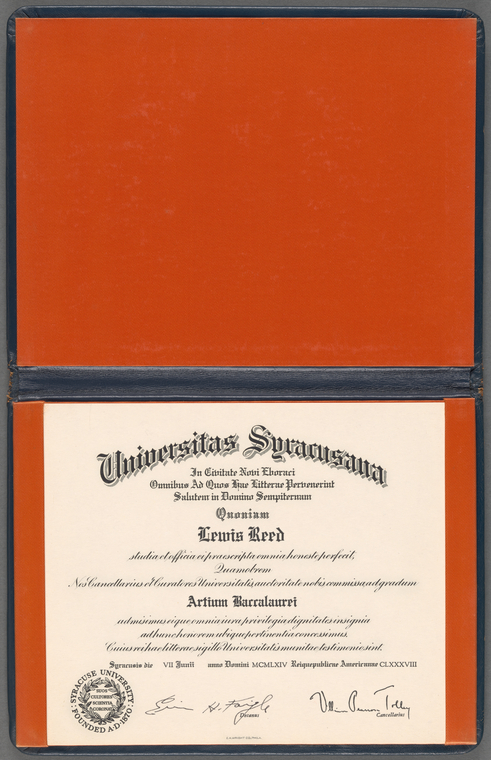 Syracuse University - Lou Reed Papers - Research Guides at New York Public Library Research Centers