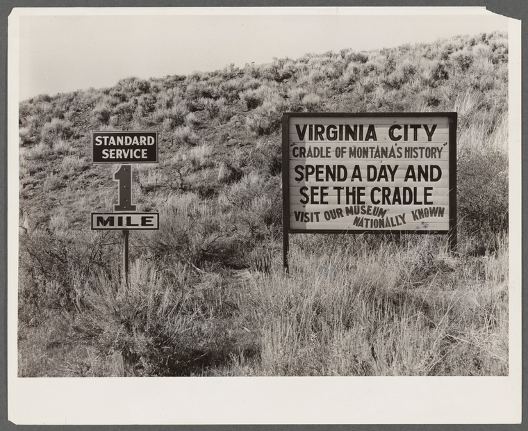 Signs on road to Virginia City, Montana - NYPL Digital Collections