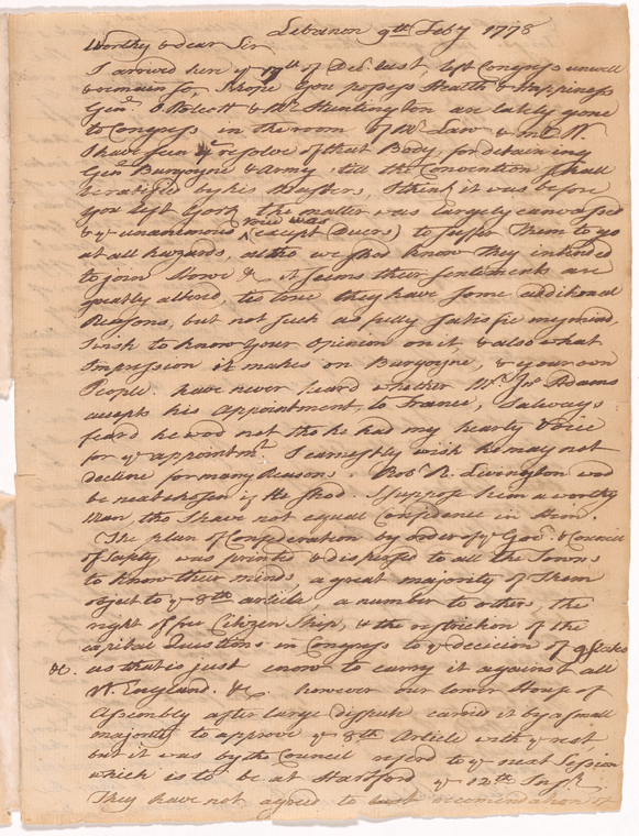Letter from William Williams - NYPL Digital Collections