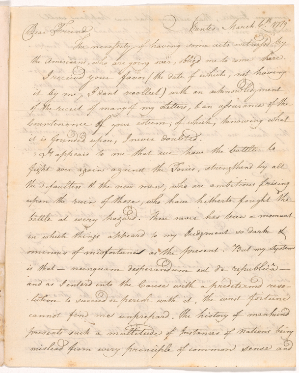 Letter from Arthur Lee - NYPL Digital Collections