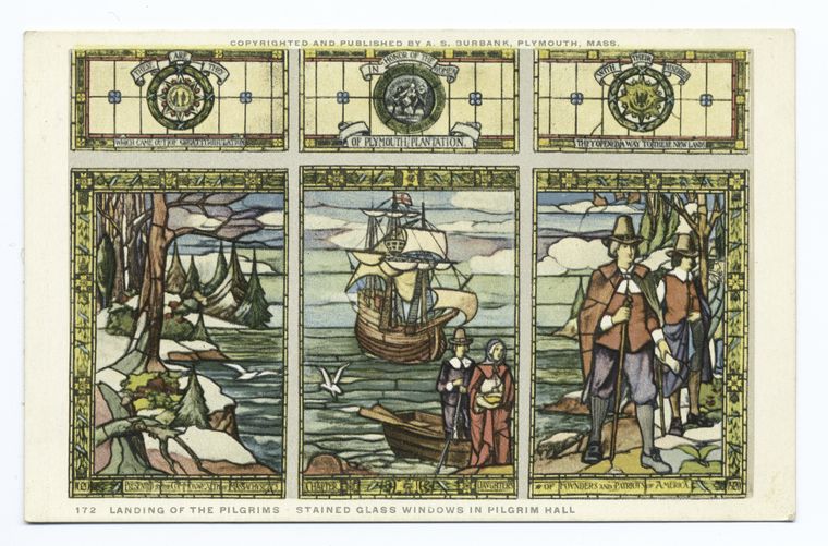 Landing of the Pilgrims - Stained Glass Windows in Pilgrim Hall - NYPL ...
