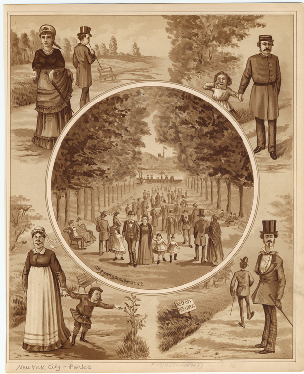 People walking in a park, New York City, 19th century - NYPL Digital ...