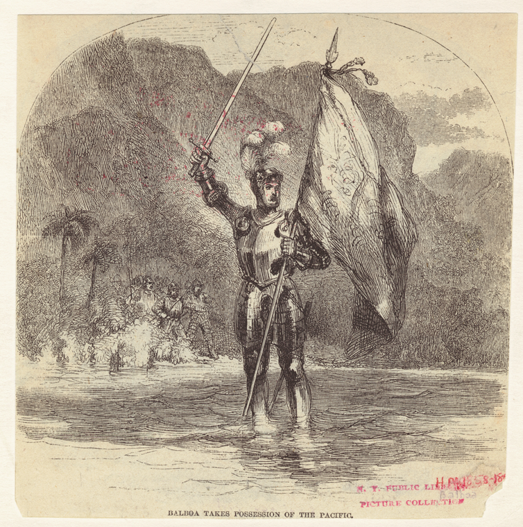 Balboa takes possession of the Pacific - NYPL Digital Collections